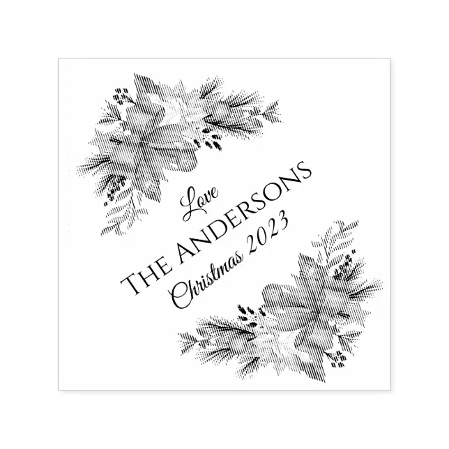 Elegant Florals Merry Christmas 2023 Self-inking Stamp | Zazzle