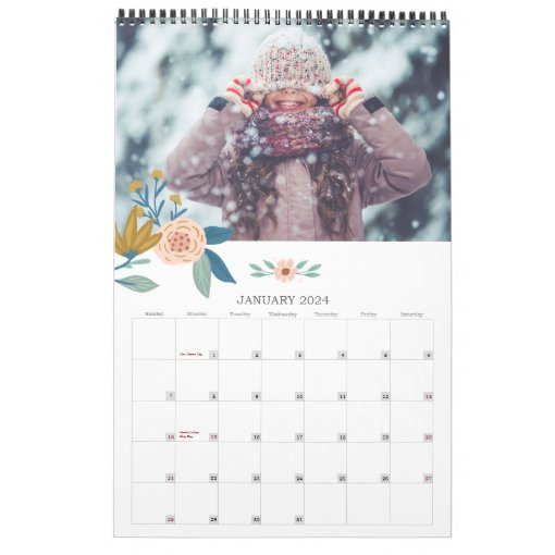 Elegant Florals Photo Collage Family Memories Calendar | Zazzle