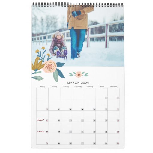 Elegant Florals Photo Collage Family Memories Calendar | Zazzle