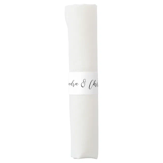 Elegant Flourish Calligraphy Names Wedding Napkin Bands | Zazzle