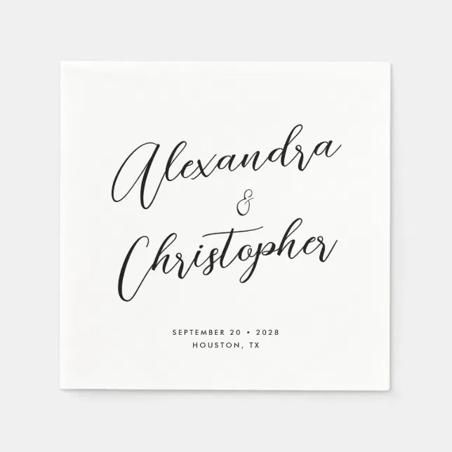 Elegant Flourish Calligraphy Names Wedding Napkins | Zazzle