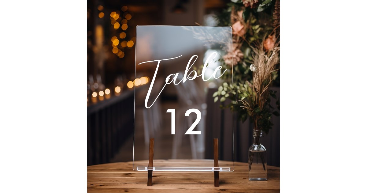 Elegant Flourish Calligraphy Wedding Table Number Window Cling | Zazzle