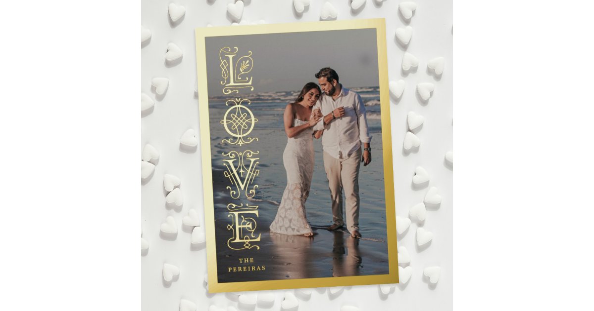 Elegant Flourish Love Foil Valentine's Day Card | Zazzle