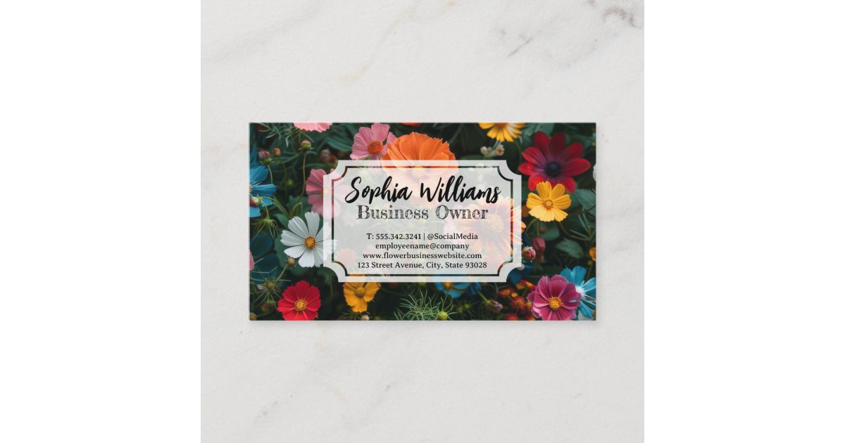 Elegant Flower Background Business Card | Zazzle