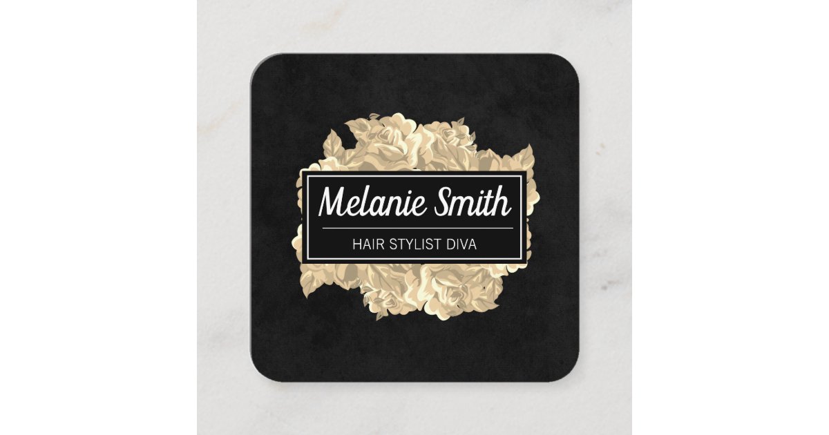 Elegant Flower Executive Square Business Card | Zazzle