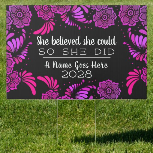 Elegant Flowers Congratulations Graduate Modern Sign | Zazzle