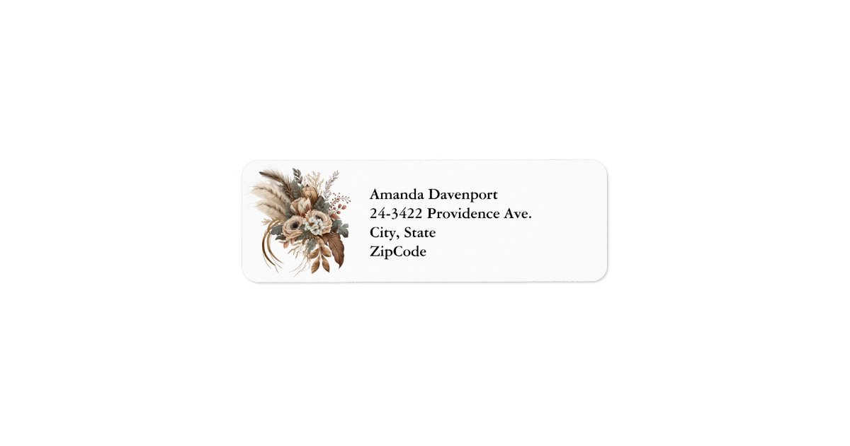Elegant Flowers Foliage and Feathers Label | Zazzle