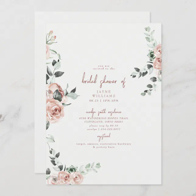Elegant Flowers in Spring Bridal Shower Invitation | Zazzle