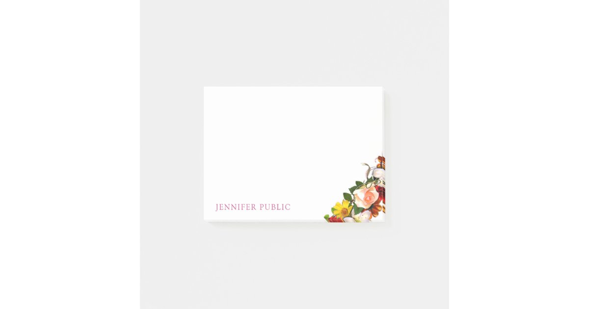 Elegant Flowers Roses Watercolor Floral Colorful Post-it Notes | Zazzle