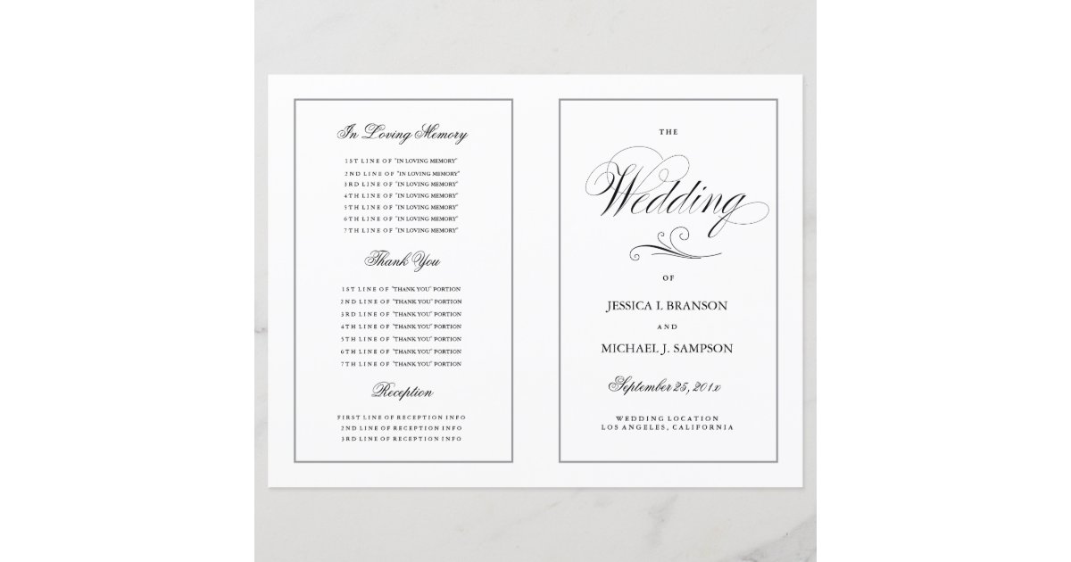 Elegant Folding Wedding Program Silver Border | Zazzle.com