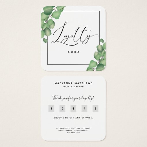 Elegant Foliage Greenery Botanical Loyalty Card | Zazzle