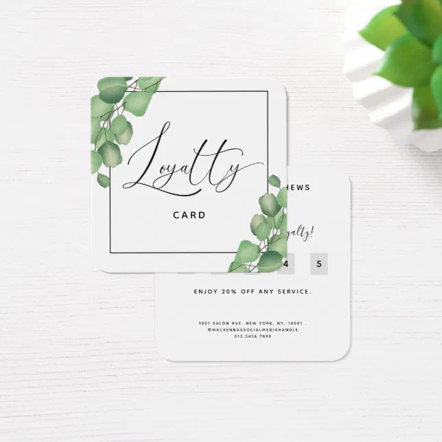 Elegant Foliage Greenery Botanical Loyalty Card | Zazzle