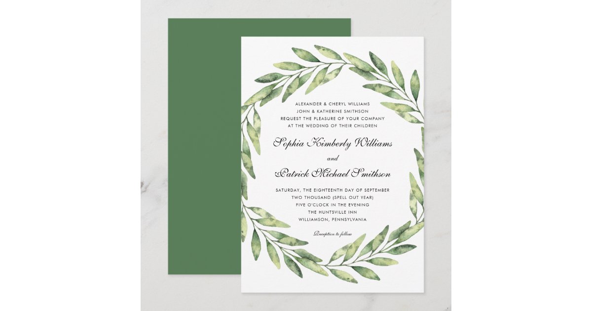 Elegant foliage | parents hosting wedding invitation | Zazzle