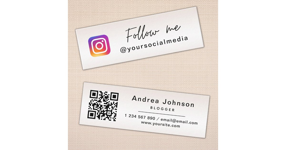 Elegant Follow Me Instagram & QR Code Social Media Mini Business Card ...