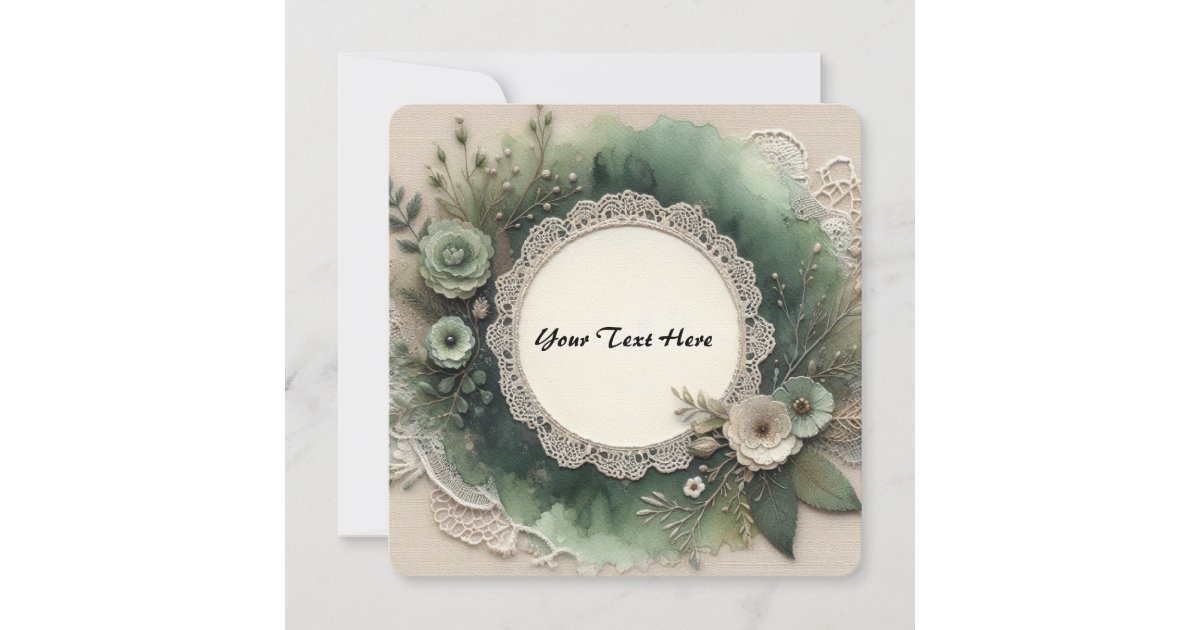 Elegant Forest Green Frame with Flowers Invitation | Zazzle
