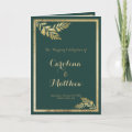 Elegant forest green golden leaf Program | Zazzle