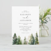 Elegant forest minimalist pine trees wedding invitation | Zazzle