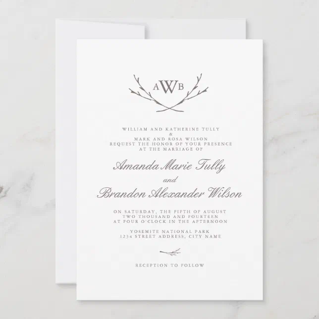 Elegant Forest Monogram Wedding Invites | Zazzle
