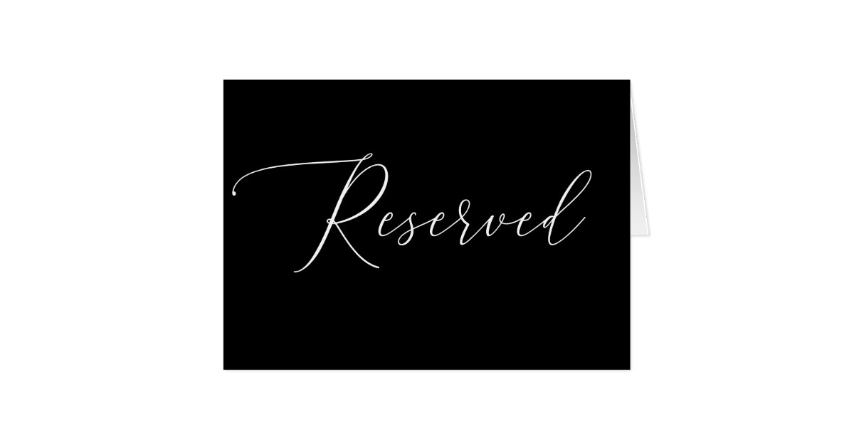 Elegant Formal Black Wedding Script Reserved Sign | Zazzle