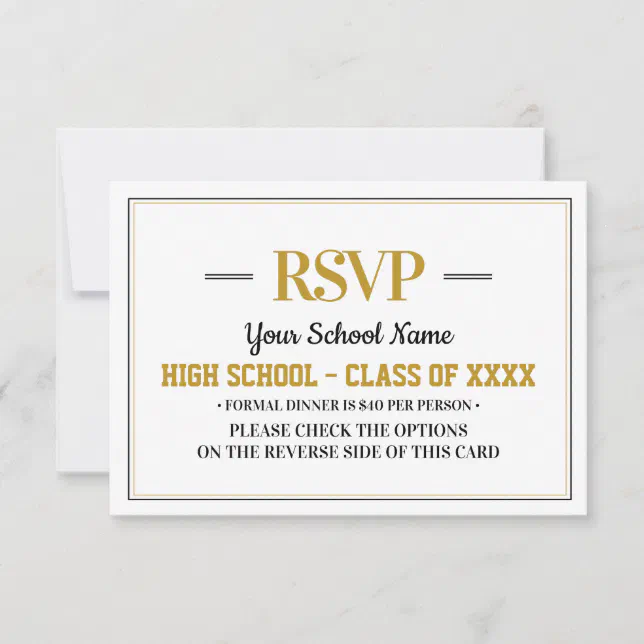 Elegant Formal Class Reunion RSVP Card | Zazzle
