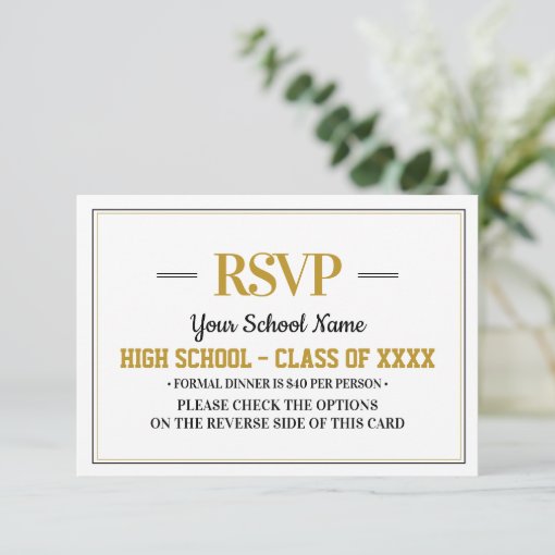 Elegant Formal Class Reunion RSVP Card | Zazzle