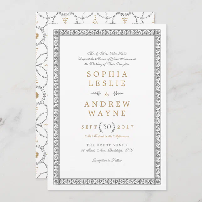 Elegant formal classic vintage wedding invitation | Zazzle