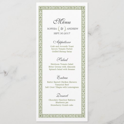 Elegant formal classic vintage wedding menu card | Zazzle