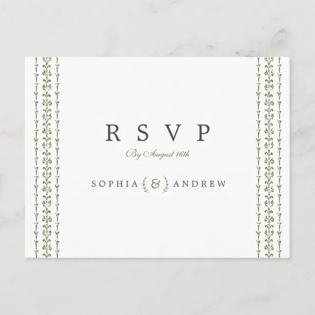 Elegant formal classic vintage wedding RSVP Invitation Postcard | Zazzle