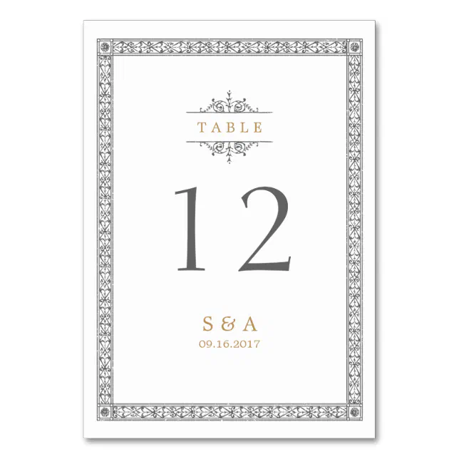 Elegant formal classic vintage wedding table card | Zazzle