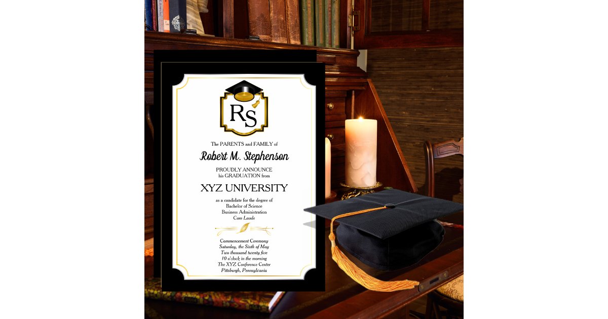 Elegant Formal College | University Graduation Invitation | Zazzle