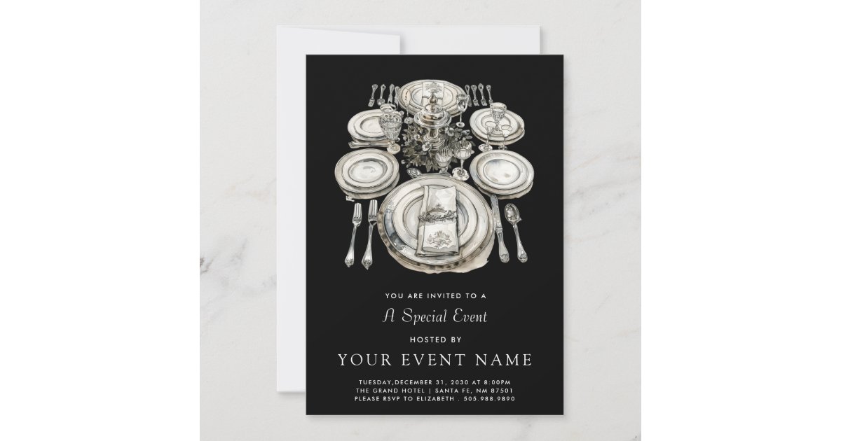 Elegant Formal Dinner Event Invitation | Zazzle