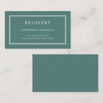 Elegant Formal Emerald Green Wedding Registry Enclosure Card | Zazzle