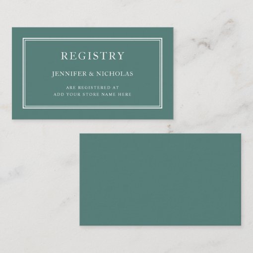 Elegant Formal Emerald Green Wedding Registry Enclosure Card | Zazzle