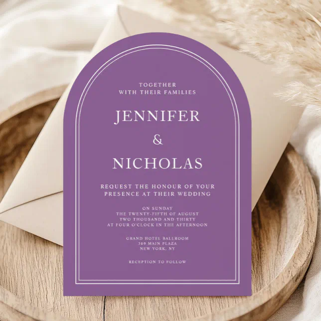 Elegant Formal French Lilac Purple Wedding Invitation | Zazzle