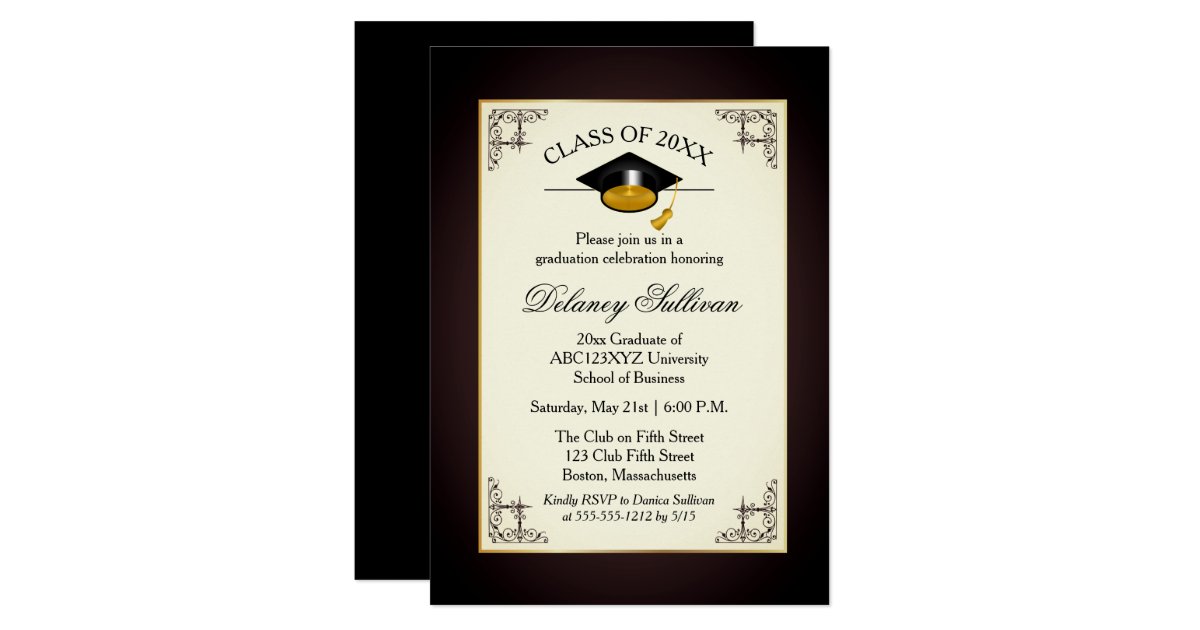 Elegant Formal Gold College Graduation Party Invitation | Zazzle.com