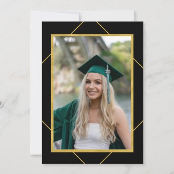 Elegant formal gold grad hat graduation party invitation | Zazzle