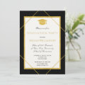 Elegant formal gold grad hat graduation party invitation | Zazzle