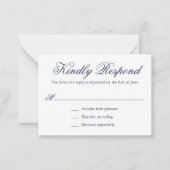 Elegant Formal Navy Blue Wedding Mini RSVP Card | Zazzle