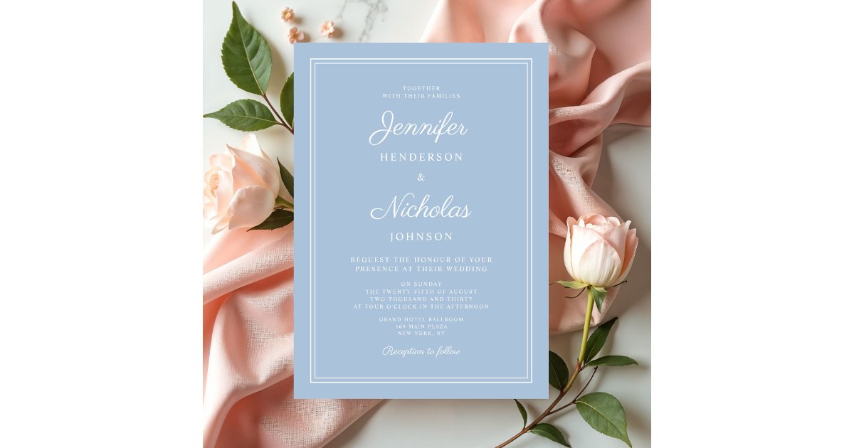 Elegant Formal Powder Blue Wedding Invitation | Zazzle