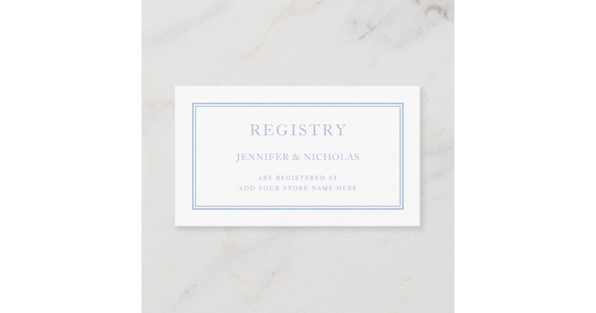 Elegant Formal Powder Blue Wedding Registry Enclosure Card | Zazzle