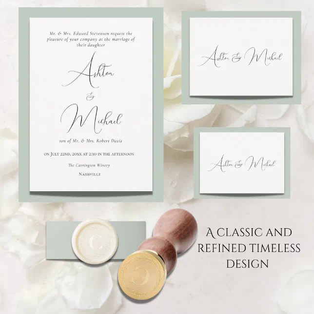 Elegant Formal Timeless Modern Minimalist Wedding Invitation | Zazzle