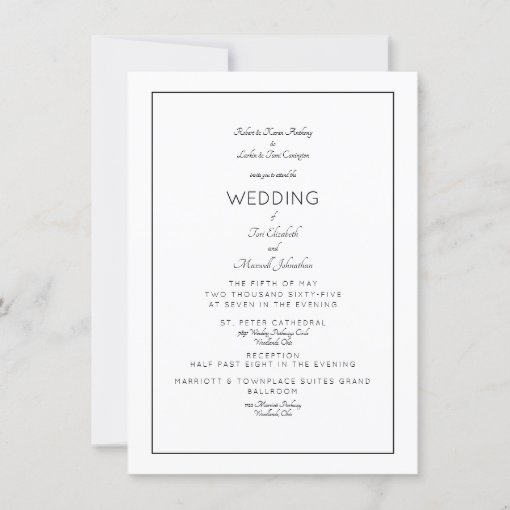 Elegant Formal Wedding Both Sets Parents 2 Venues Invitation | Zazzle