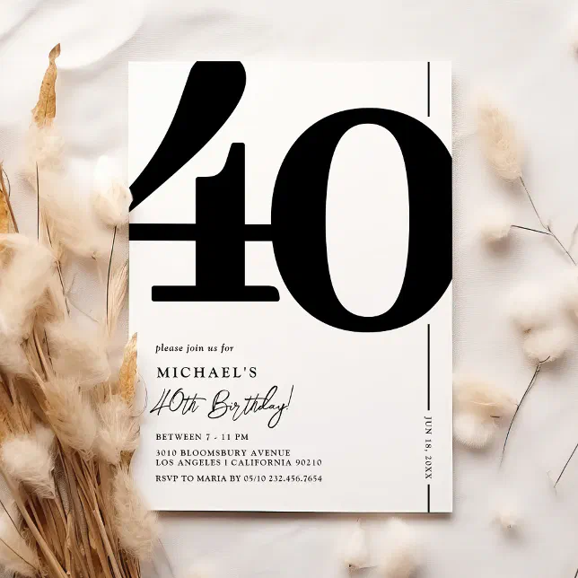 Elegant Forty 40th Birthday Party Invitation | Zazzle