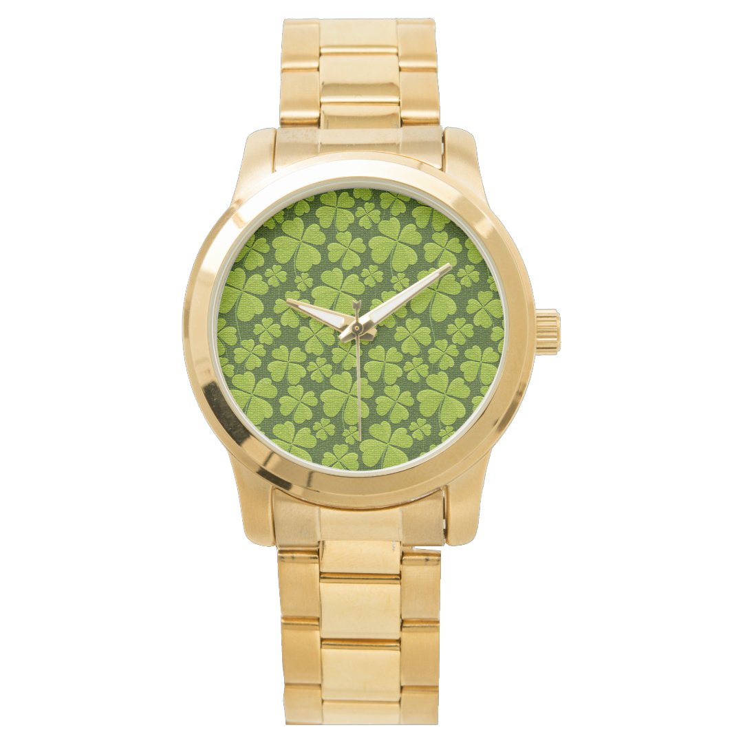 Elegant Four Leaf Clover Floral Watch | Zazzle