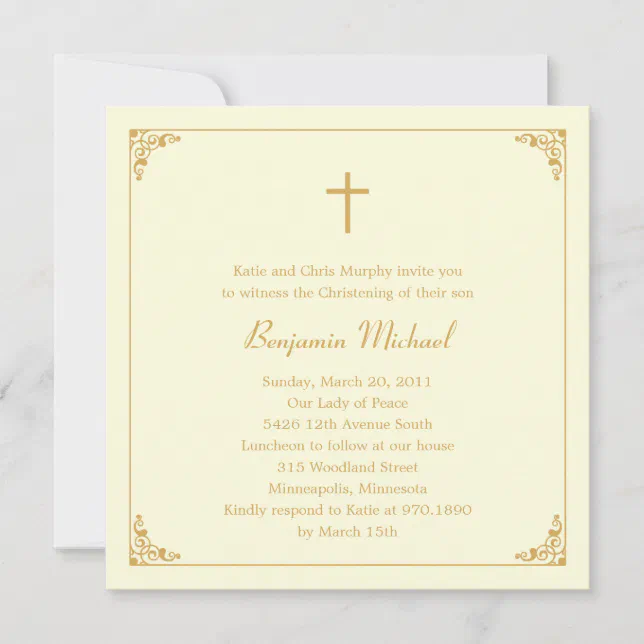 Elegant Frame Baptism/Christening Invitation | Zazzle