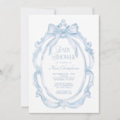 Elegant Frame + Blue Bow Baby Shower Invitation | Zazzle