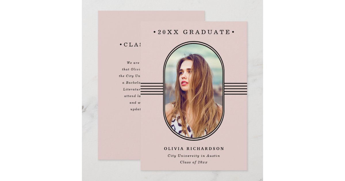 Elegant Frame | Blush Pink Photo Graduation Announcement | Zazzle