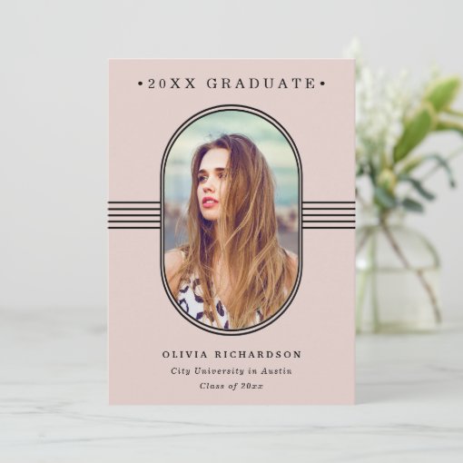 Elegant Frame | Blush Pink Photo Graduation Announcement | Zazzle