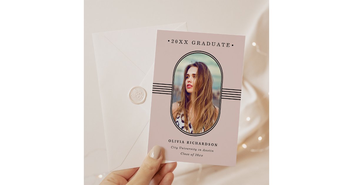 Elegant Frame | Blush Pink Photo Graduation Announcement | Zazzle