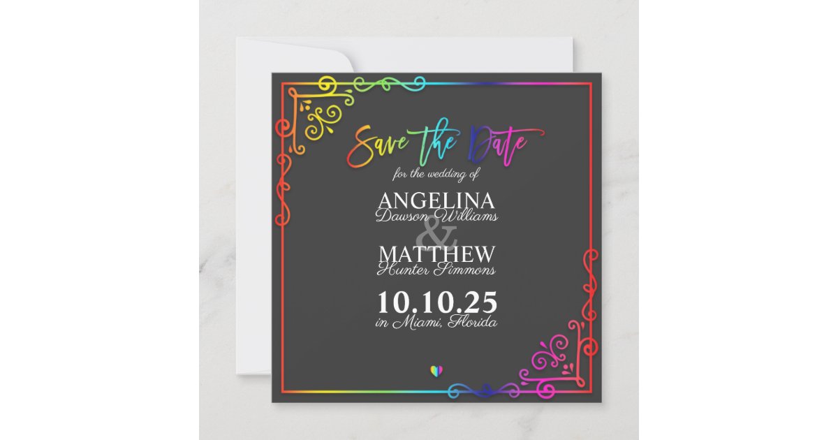 Elegant Frame Colorful Save the Date Card | Zazzle